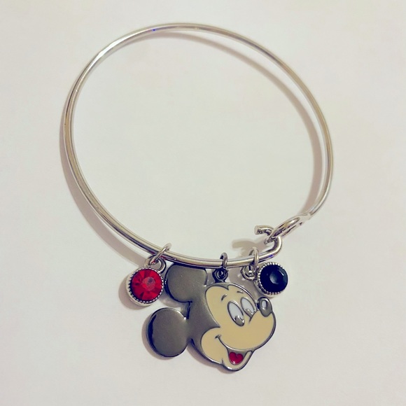 Disney | Jewelry | Disney Mickey Mouse Bracelet Silver Tone Charms Red ...